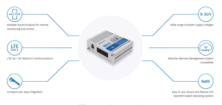 Teltonika gateway LTE Cat1 í I/O - TRB141 - Öreind rafeindaþjónusta ehf.